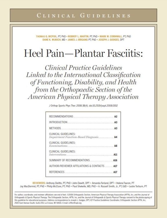 Heel Pain - Plantar Fasciitis Initial Guideline (2008) - APTA Orthopedics