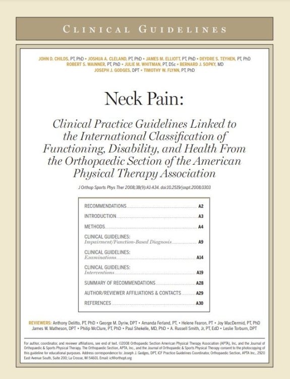 Neck Pain (Initial Guideline 2008) - APTA Orthopedics